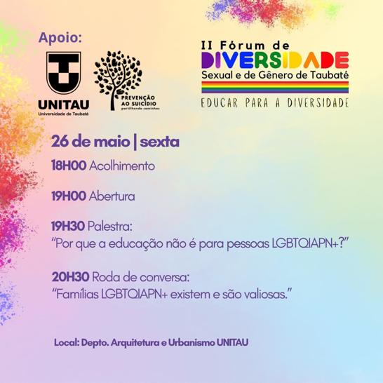26 E 27 05 2º Fórum De Diversidade Sexual E De Gênero De Taubaté
